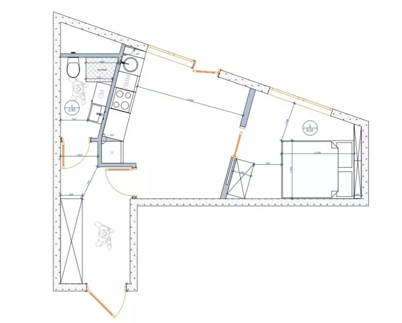 Foto: En stilo, moderna, malgranda apartamento, apartamento, projekto de la semajno, Moskvo, 1 ĉambro, ĝis 40 metroj, Anastazio Lappo - Foto