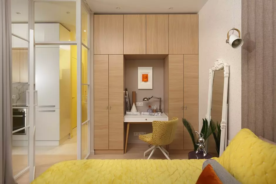 Foto: kamar tidur dengan gaya modern, apartemen kecil, apartemen, proyek minggu, Moskow, 1 kamar, hingga 40 meter, suasananya - foto