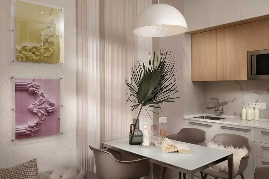 Litrato: Kusina ug Danin nga lugar sa estilo sa eclectic, moderno, gamay nga apartment, apartment, proyekto sa semana, Moscow, 1 ka metro, nga atop niini