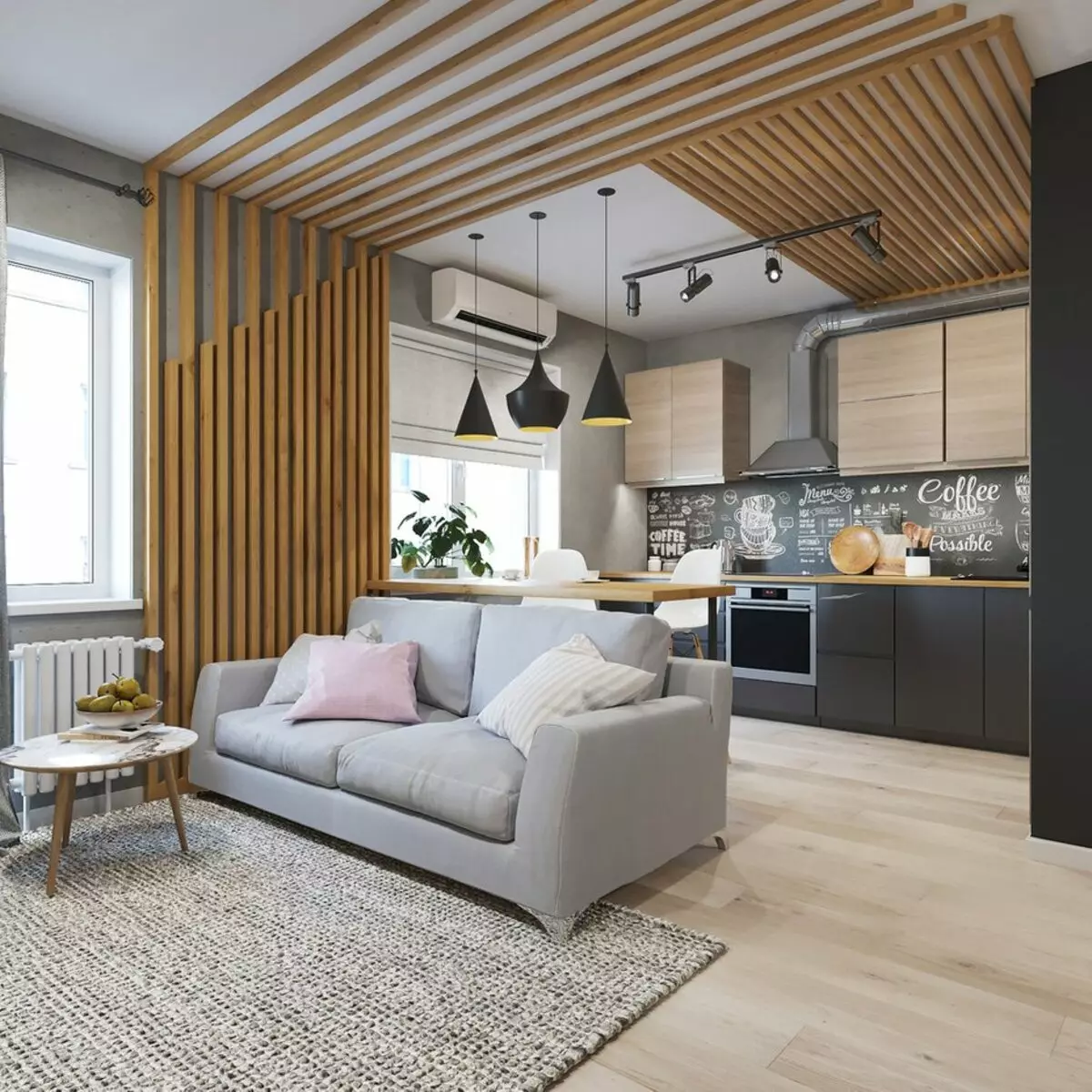 Un'altra interpretazione in stile loft: progetto a Ekaterinburg