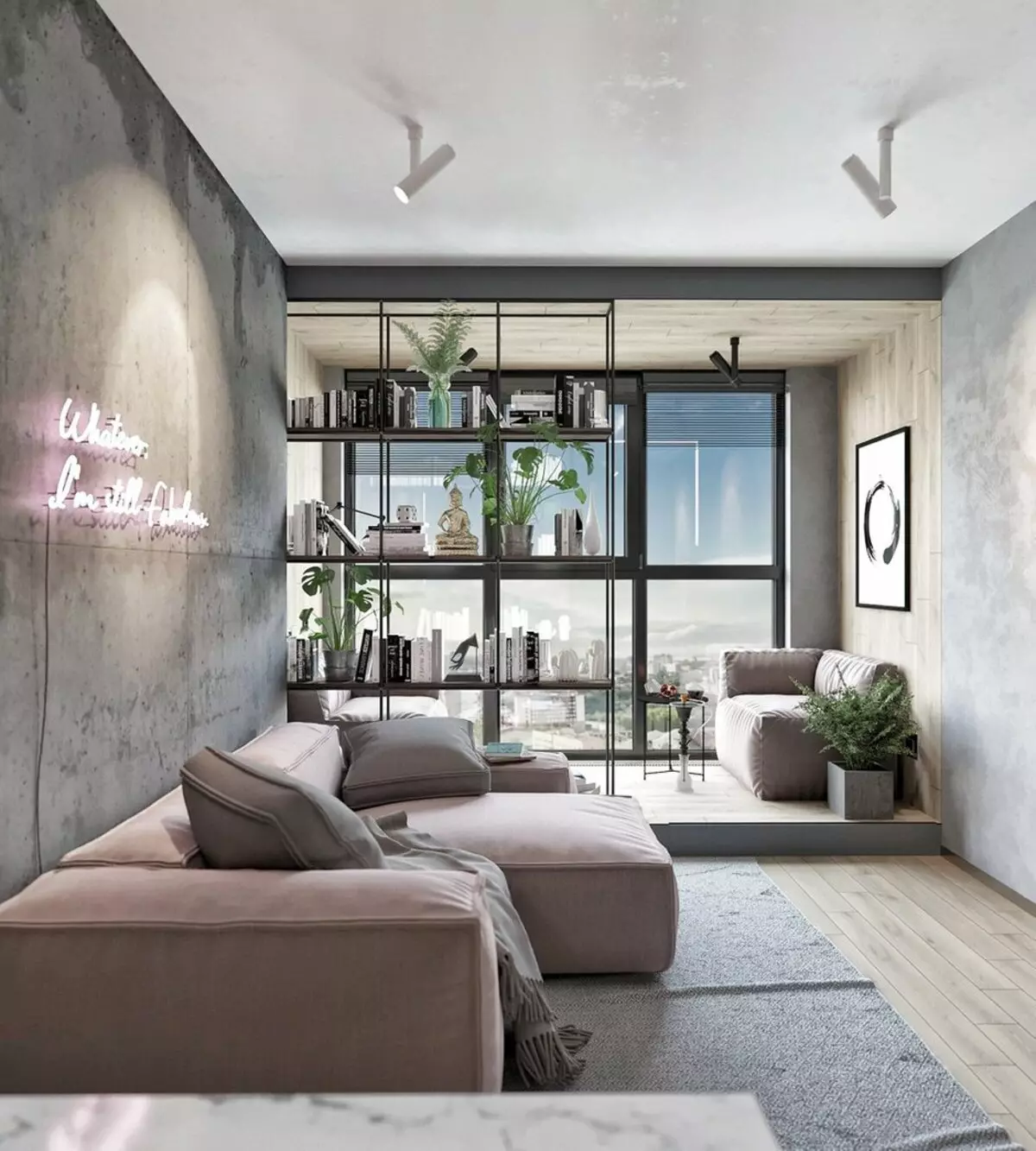 Concrete Walls and Pink Furniture: Project in Yekaterinburg