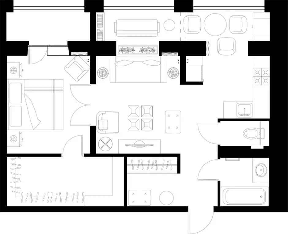 Foto: Planado en Stilo, apartamento, Projekto de la Semajno, Monolita Domo, 2 Ĉambroj, 40-60 metroj, Natalia Mitrakov, LCD Mariscal - Foto