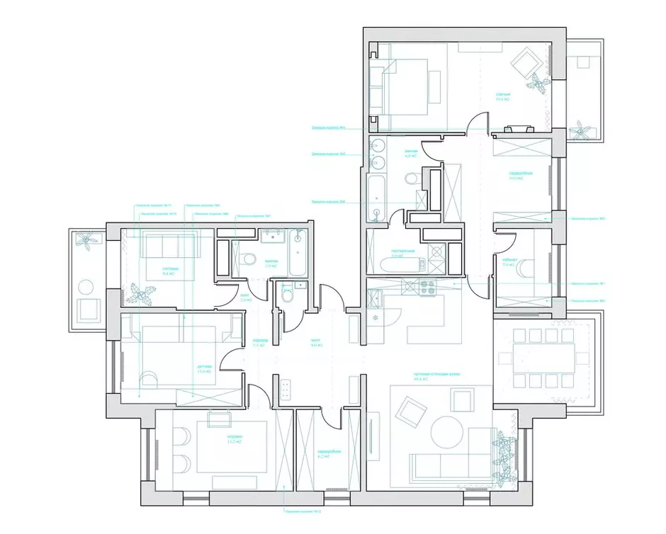 Wêne: Plansazkirina bi şêweyê, eklectîk, apartman, projeya hefteyê, Moskow, Nadia Zotov, 4 û bêtir, Zêdetirî 90 metre, studio kêfa malê - wêne