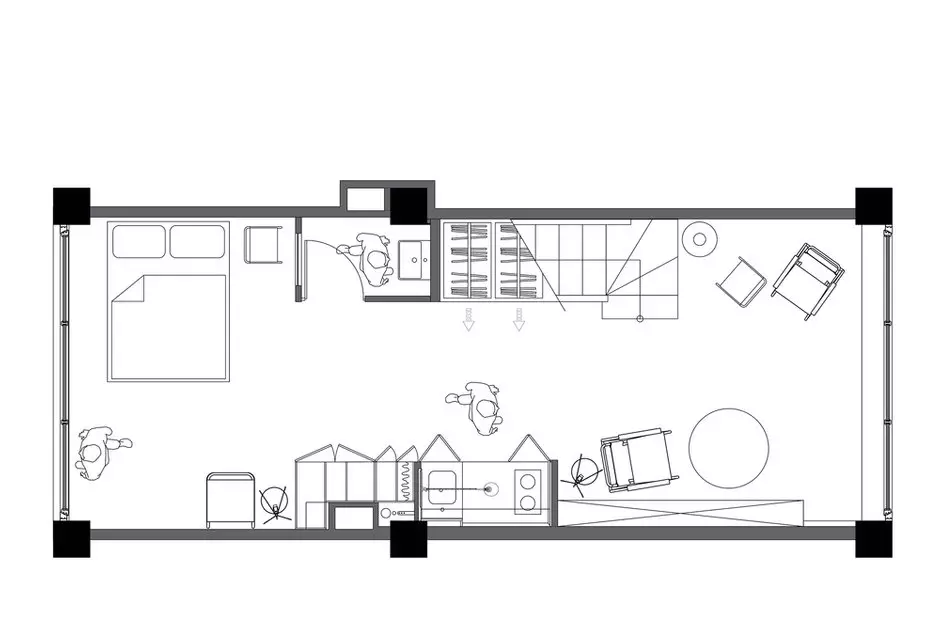 Plan cu aranjament de mobilier