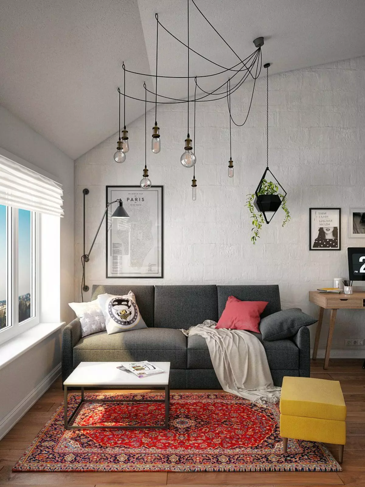 Photo: Living room in Scandinavian style, apartment, studio, project of the week, attic, Sochi, brick house, Maria Panchenko, 40-60 meters - Photo