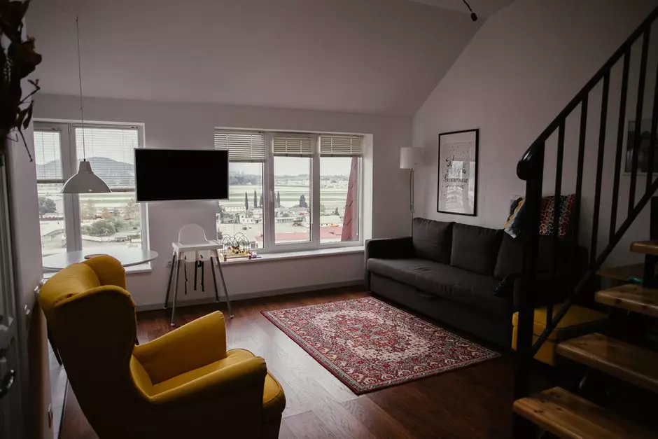 Photo: Living room in Scandinavian style, apartment, studio, project of the week, attic, Sochi, brick house, Maria Panchenko, 40-60 meters - Photo