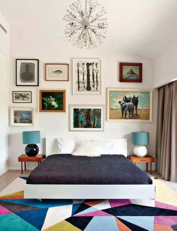 Photo: Bedroom in modern style, interior decor, home decor, walls, paintings, posters - Photo