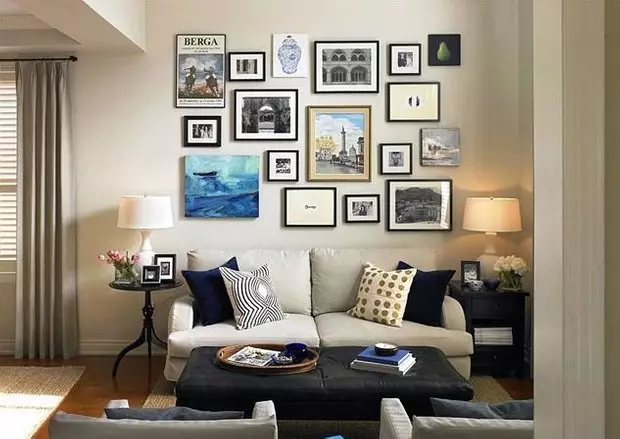 Photo: Living room in Scandinavian style, interior decor, home decor, walls, paintings, posters - Photo