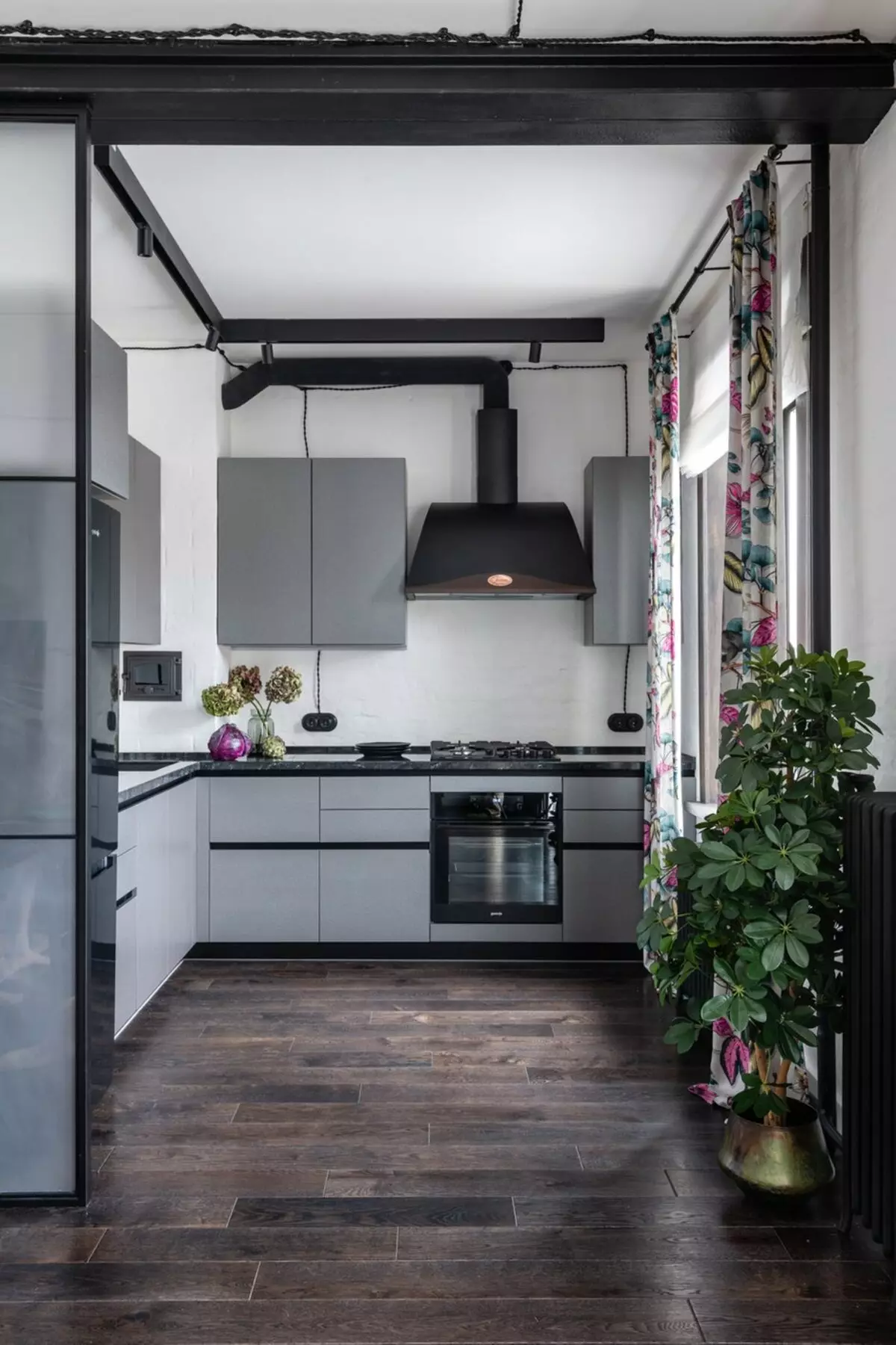 Foto: cucina e sala da pranzo in stile loft, eclettico, appartamento, progetto della settimana, Mosca, casa di mattoni, 2 camere, 40-60 metri, Alina Palagin - Foto