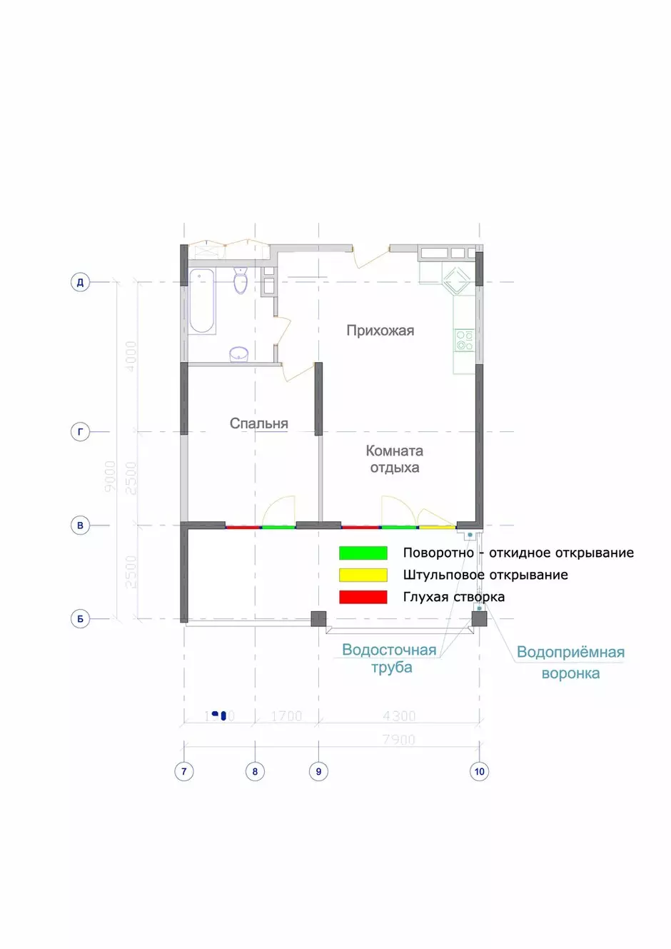 Mynd: Skipulags í stíl, nútíma, íbúð, Crimea, verkefni vikunnar, 2 herbergi, 40-60 metrar, Tatyana Kazantseva, monolithic múrsteinn, Yalta - mynd