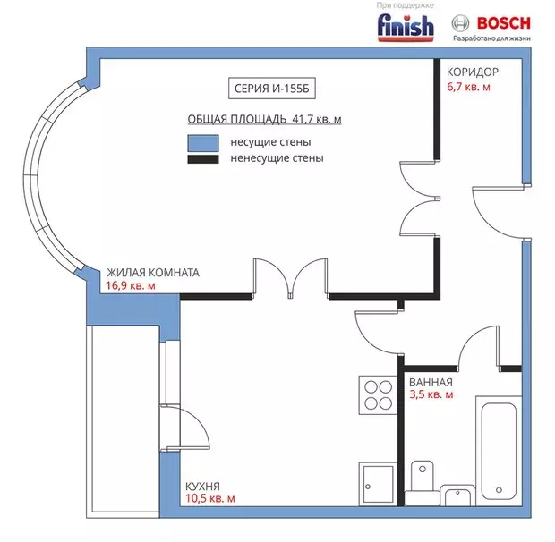 Ảnh: Lập kế hoạch theo phong cách, nhà bếp và phòng ăn, Tái phát triển, Anastasia Kiseleva, Maxim Juraev, và-155B, Nhà Panel, Kết thúc - Ảnh