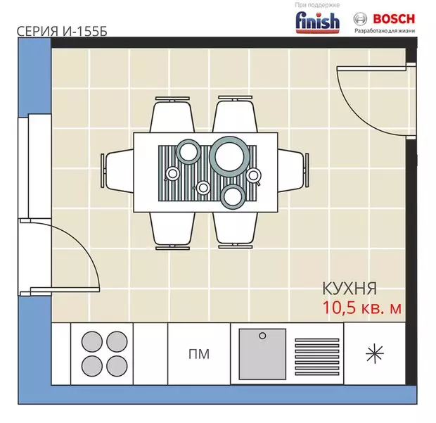 Ảnh: Lập kế hoạch theo phong cách, nhà bếp và phòng ăn, Tái phát triển, Anastasia Kiseleva, Maxim Juraev, và-155B, Nhà Panel, Kết thúc - Ảnh