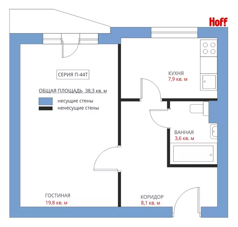 Foto: Beplanning in styl, wenke, Hoff, p-44, paneelhuis, 1 kamer, tot 40 meter - foto