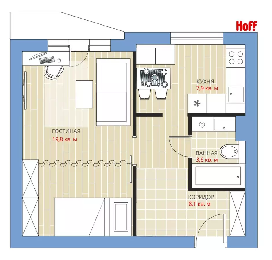 Foto: Beplanning in styl, wenke, Hoff, p-44, paneelhuis, 1 kamer, tot 40 meter - foto