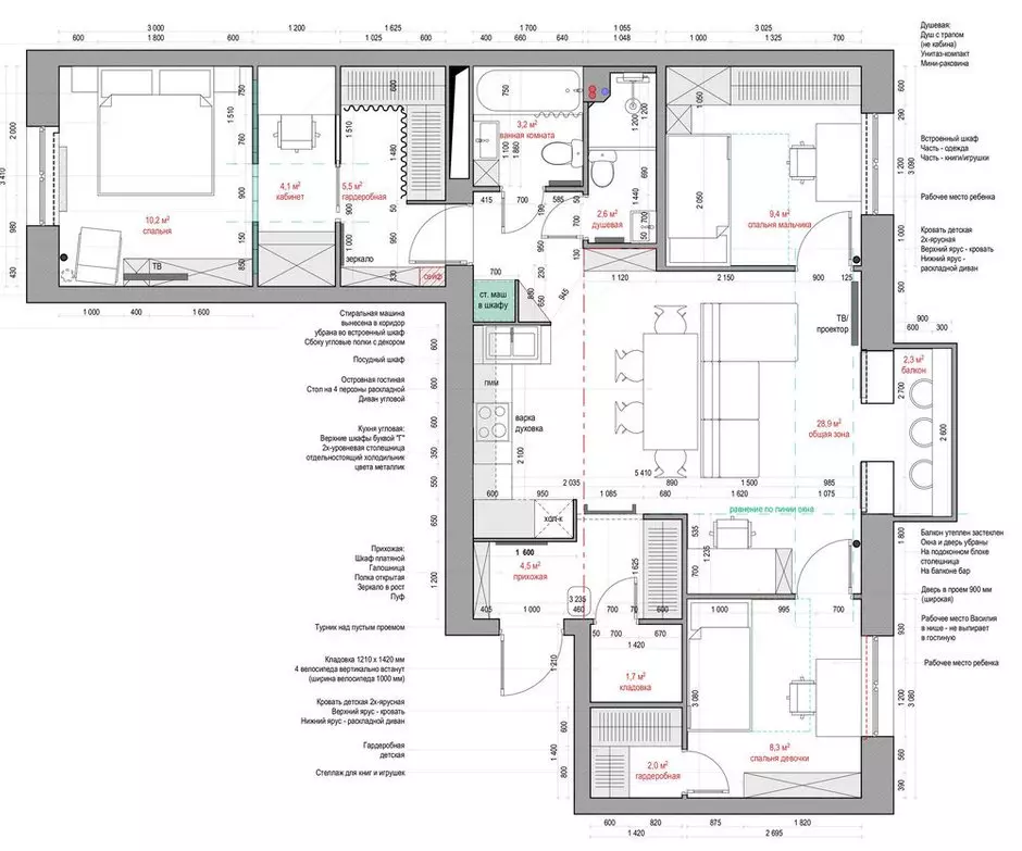 Beplan met meubelreëling