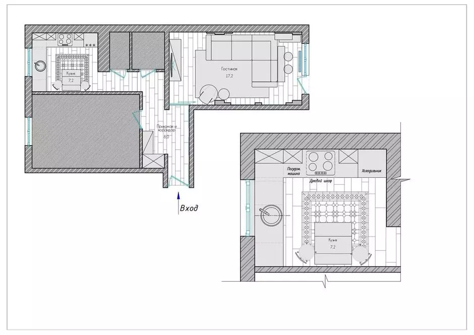 Foto: Planificación de estilo, cocina y comedor, apartamento, consejos, reurbanización, Evgeny Lykasova, Tasry Tatiana, Tatyana Krasikov - Foto