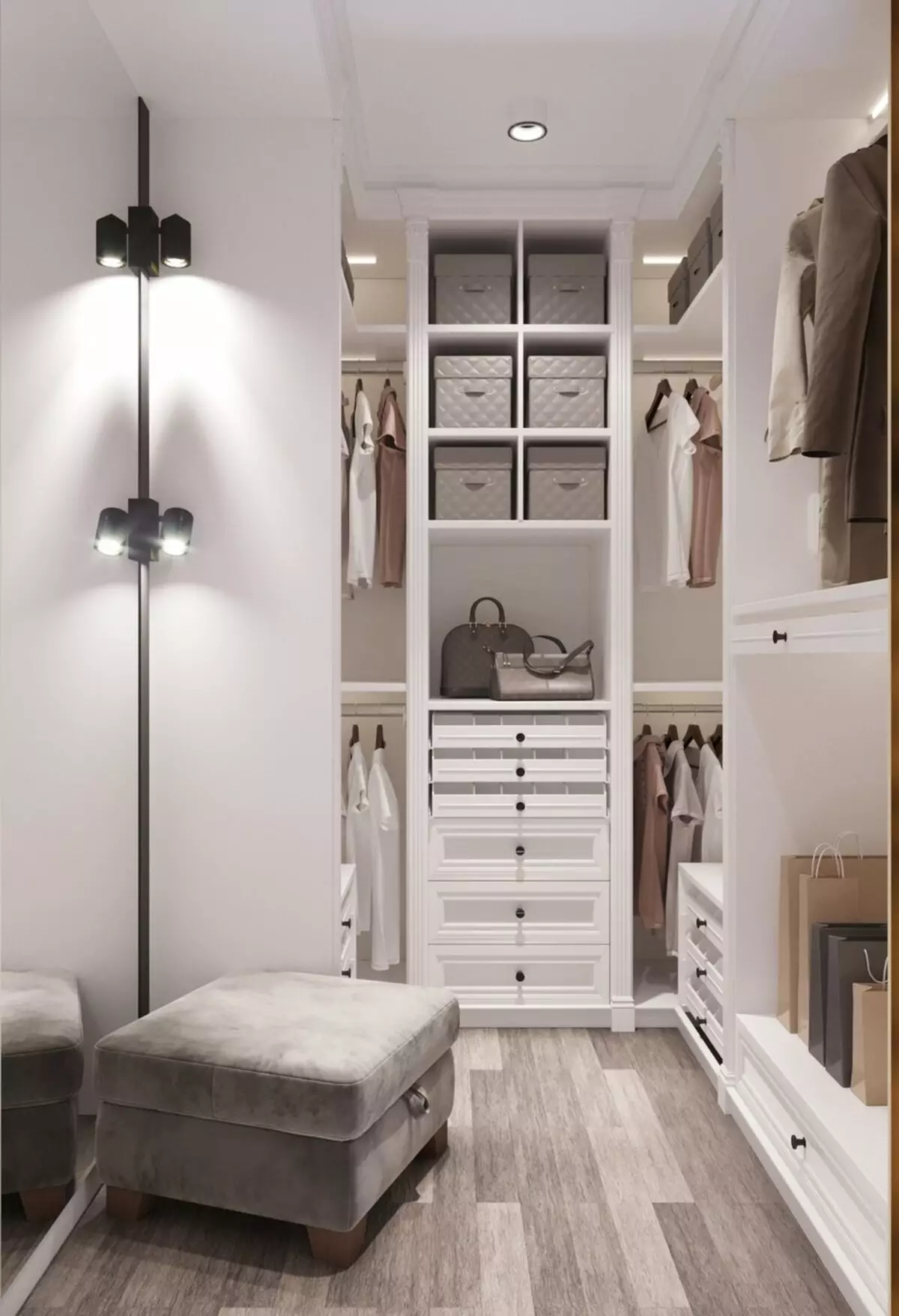 Foto: Wardrobe en moderna, kuirejo kaj manĝoĉambro, salono, klasika, apartamento, planado, dekoracio, projekt-semajno, blua, griza, rozkolora, blua, 2 ĉambroj, 40-60 metroj - foto