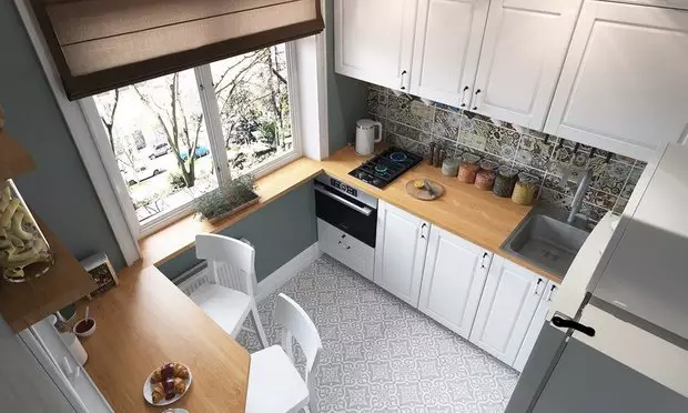 Foto: cucina e sala da pranzo in stile moderno, arredamento interno, piccolo appartamento, guida, fino a 40 metri - Foto