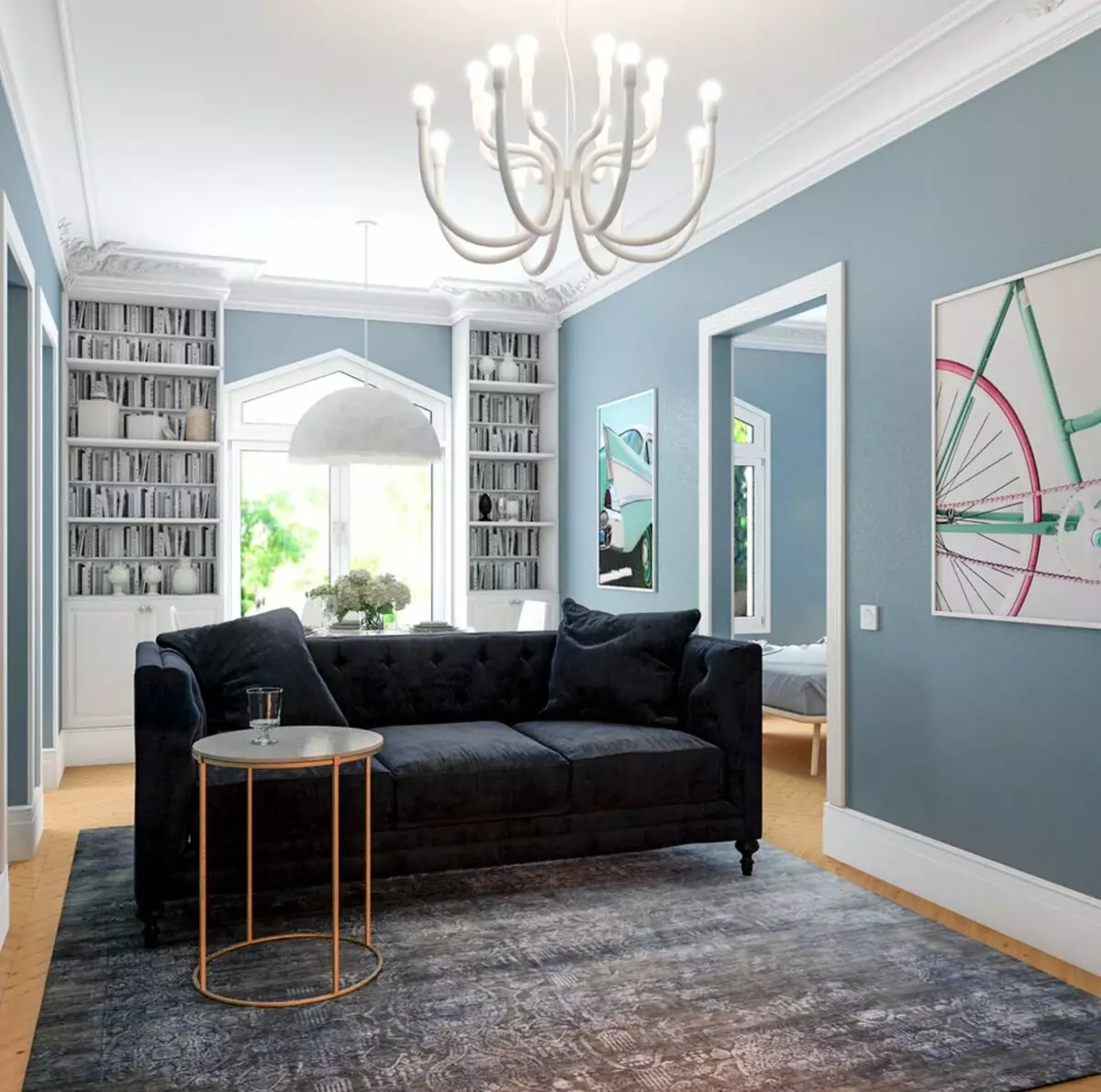 Apartamento azul celestial en Helsinki: Proyecto Marina Sargsyan