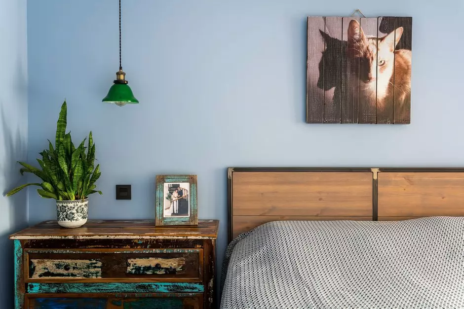 Foto: camera da letto in stile loft, eclettico, piccolo appartamento, appartamento, appartamento, progetto della settimana, Mosca, 2 camere, 40-60 metri, Elena Dadiani - Foto