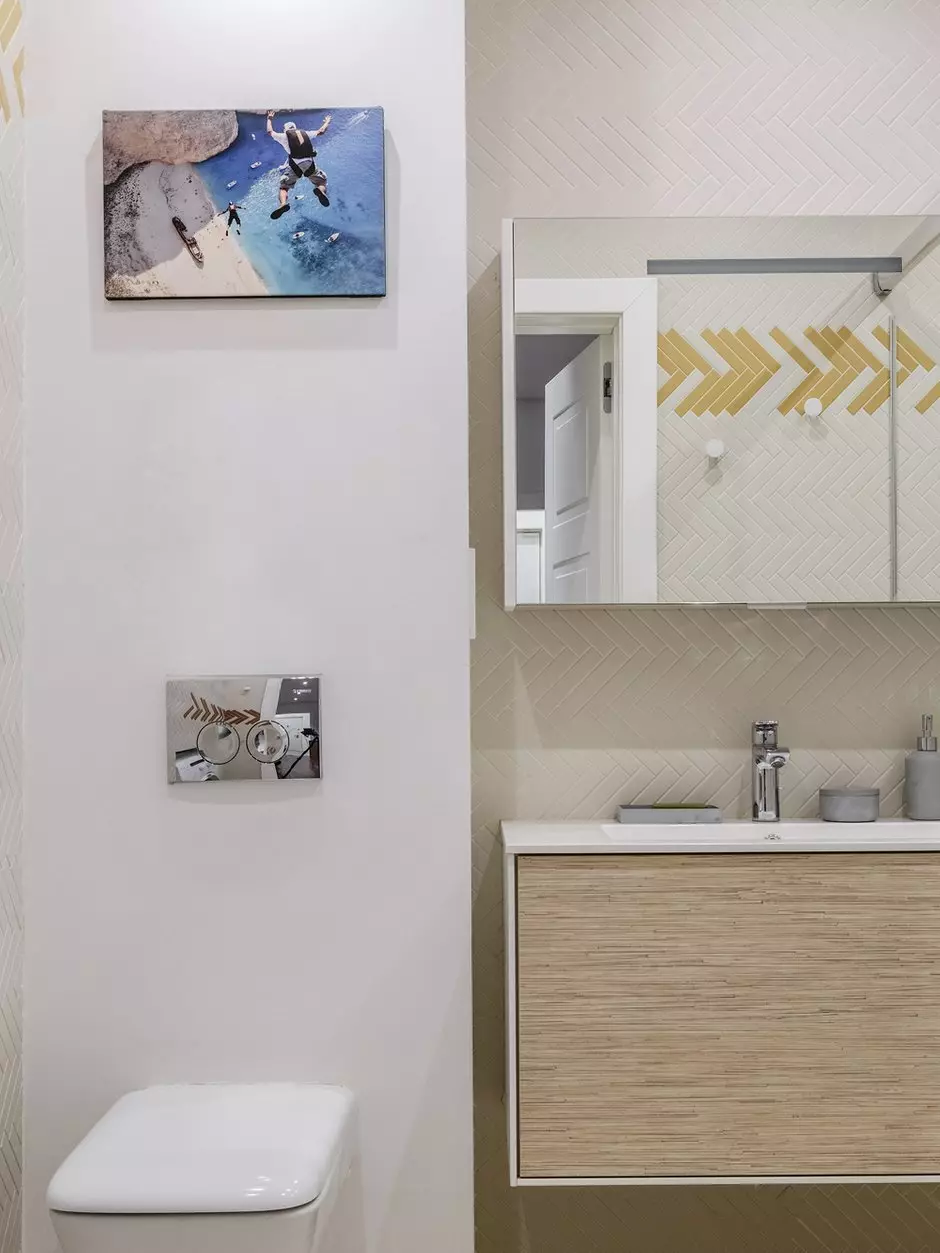 Foto: Baño en estilo moderno, apartamento, proyecto de la semana, Moscú, interior de Bachelor, Silencio, Khrushchev, 2 habitaciones, 60-90 metros, Estudio 8, Mikhail Loskutov - Foto