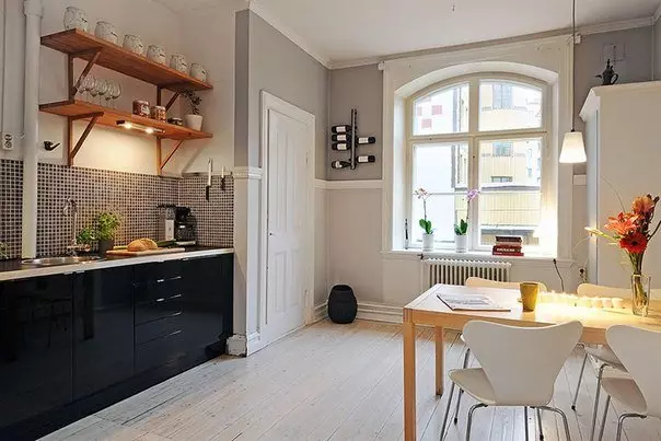 Foto: Bucătărie și sufragerie în stil scandinav, accesorii, camere de interior, decor - fotografie