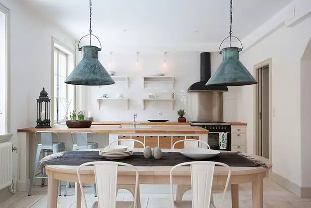 Foto: Keuken en eetkamer in Scandinavische stijl, accessoires, interieurkamers, decor - Foto