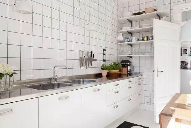 Foto: Keuken en eetkamer in Scandinavische stijl, accessoires, interieurkamers, decor - Foto