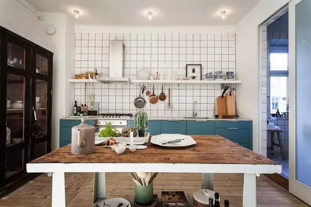 Foto: Keuken en eetkamer in Scandinavische stijl, accessoires, interieurkamers, decor - Foto