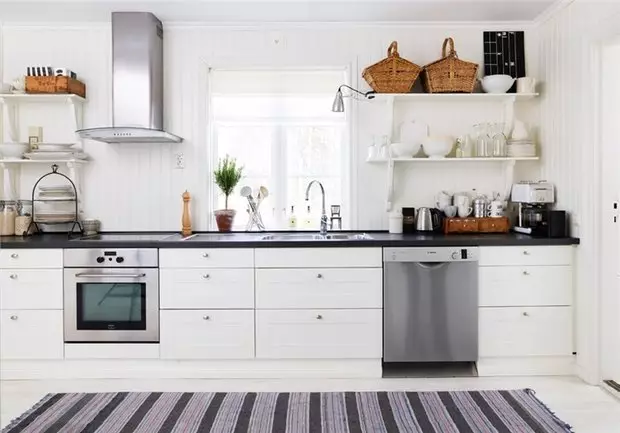 Foto: Keuken en eetkamer in Scandinavische stijl, accessoires, interieurkamers, decor - Foto