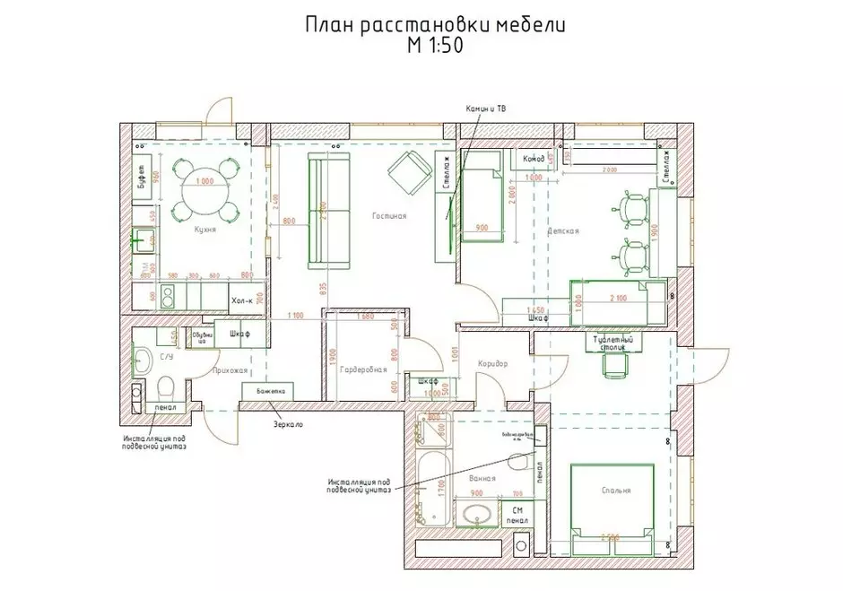 Foto: Planlægning i stil, lejlighed, projekt i ugen, monolitisk hus, 3 værelser, 60-90 meter, Kemerovo, Ekaterina Utykova - Foto