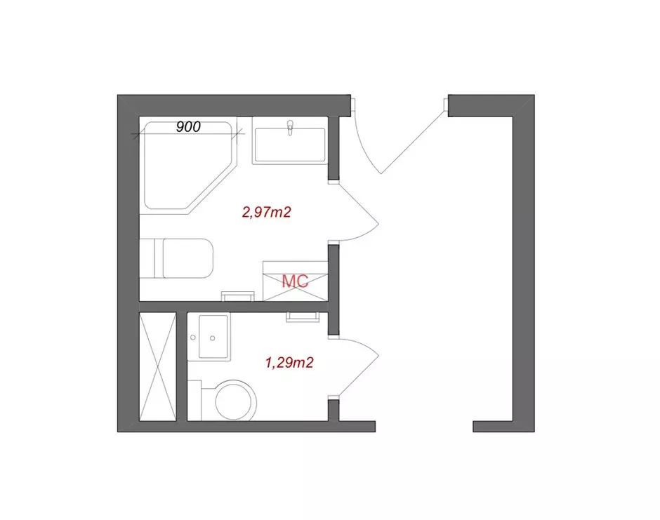 Fotoğraf: Tarzında Planlama, Banyo, Daire, Azalanma, CA, Panel Evi, 1 Oda, 40 metreye kadar, Tatyana Krasikov - Fotoğraf