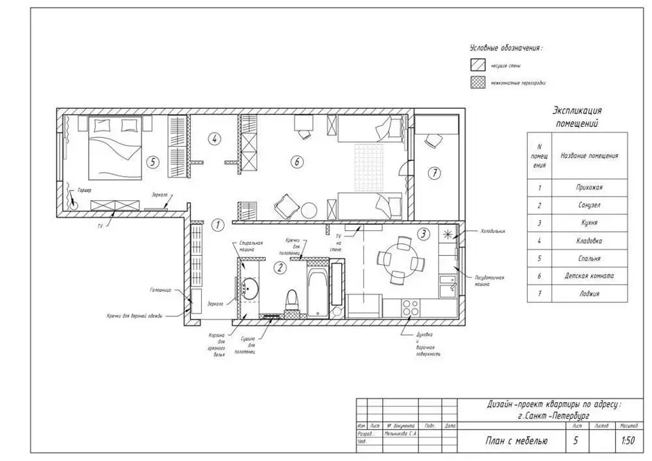 Plan with furniture arrangement