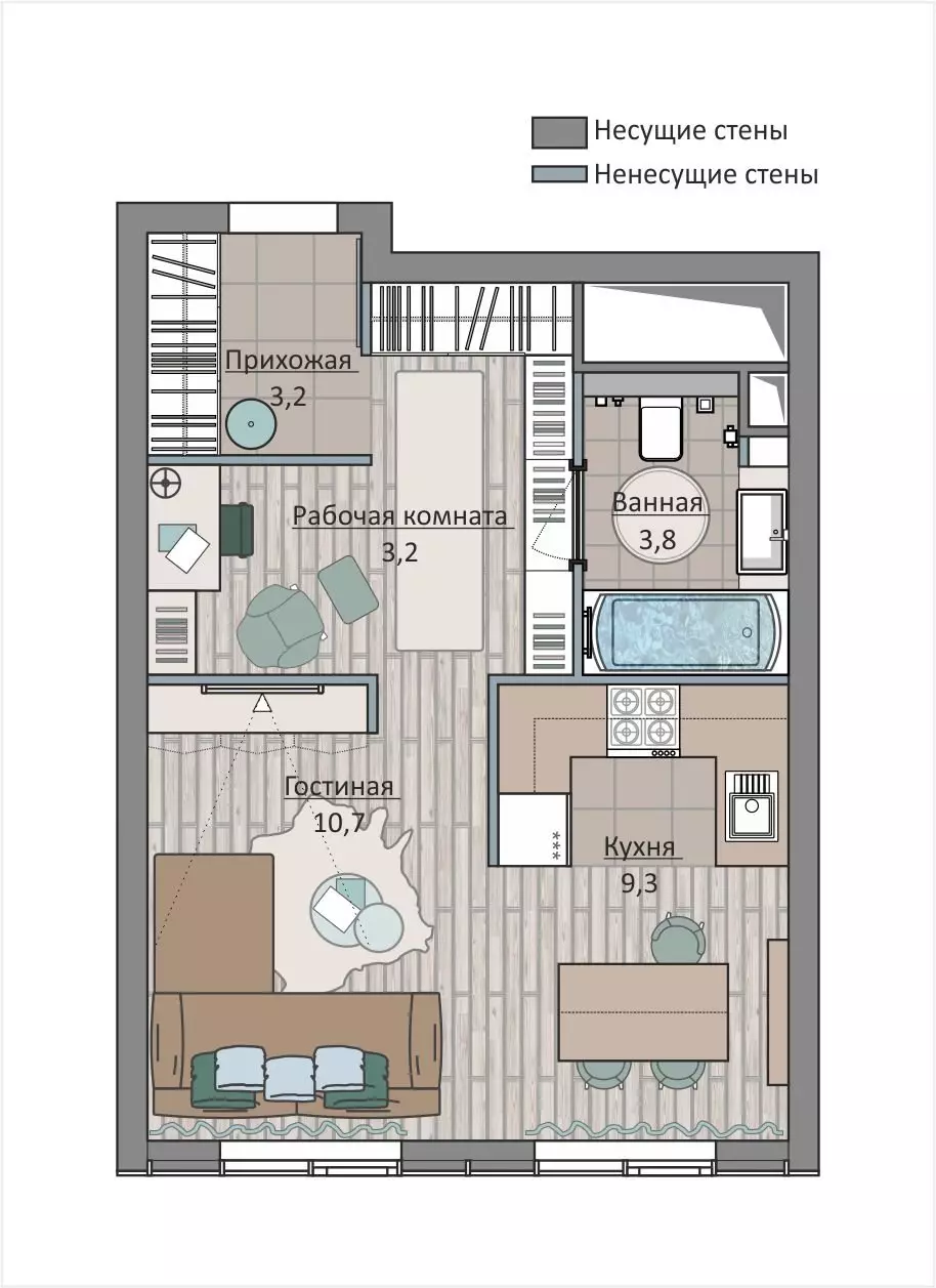 3 idei de spațiu rezidențial într-un apartament cu o cameră 123515_5