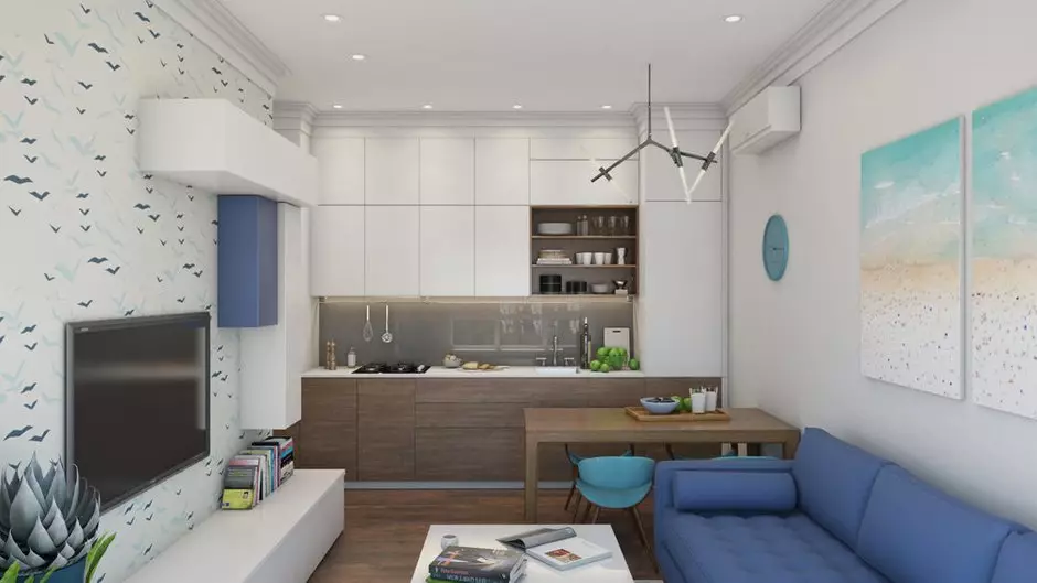 Foto: Cozinha e sala de jantar em estilo moderno, redesenvolvimento, idéias para pequeno porte, redesenvolvimento do apartamento, evgenia matveenko, marina svetlova, olesya berezovskaya, julia telnova, natalia golubovich - foto