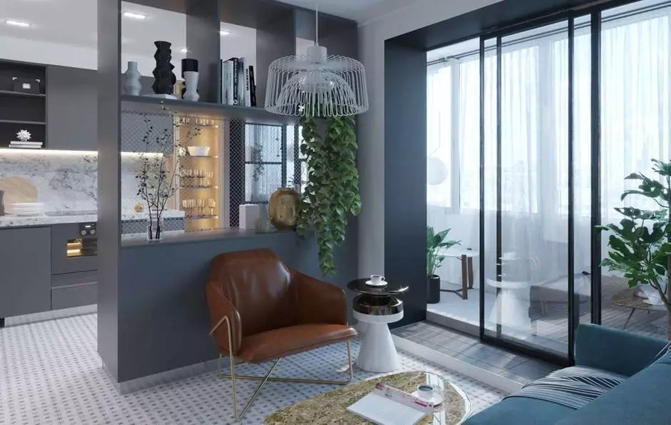 Larawan: living room sa modernong, redevelopment, mga ideya para sa maliit na laki, redevelopment ng isang apartment, Evgenia Matveenko, Marina Svetlova, Olesya Berezovskaya, Julia Telnova, Natalia Golubovich - Larawan