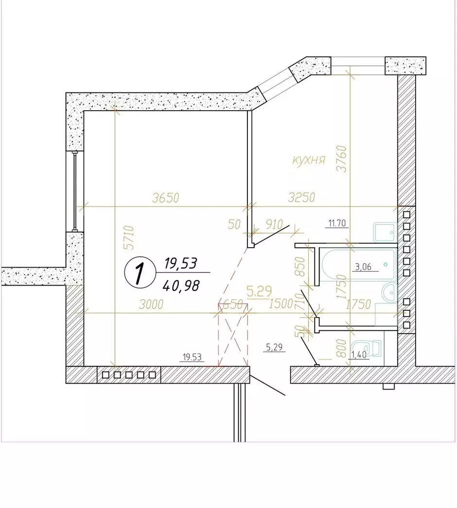 Foto: Perencanaan dalam gaya, apartemen, pembangunan kembali, Minsk, 1 kamar, 40-60 meter, Natalia Golubovich - Foto