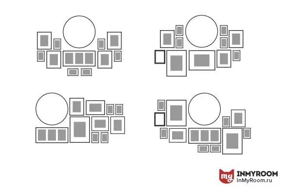 Larawan: Sa estilo, mga tip, infographics, kung paano gumastos ng mga kuwadro na gawa sa living room, kung paano gumastos ng mga kuwadro na gawa sa dining room, isang komposisyon ng mga hugis-parihaba na kuwadro na gawa, isang komposisyon mula sa mga poster - larawan