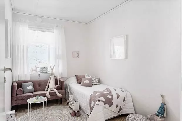 Foto: Minimalisme, Kamar Gaya Anak-anak, Kamar, ruang tamu, dekorasi interior, omah, Swedia, luwih saka 90 meter, foto sing bisa dibayangke - foto