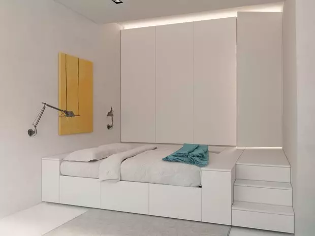 Foto: Dormitorio ao estilo de apartamentos modernos, de pequeno porte, apartamentos, casas e apartamentos, consellos, remodelación, cama, podio, shirma - Foto