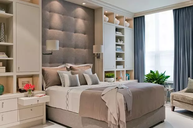 Storage system in the bedroom: 5 ideas for rooms of different areas