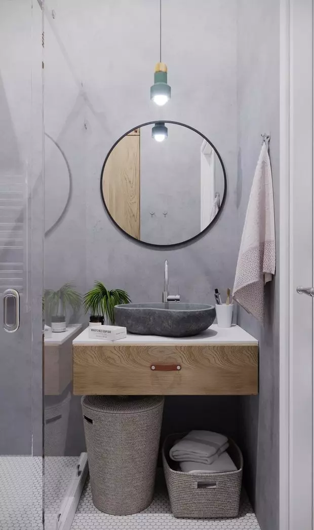 Photo: salle de bain dans le style écologique, décoration intérieure - Photo