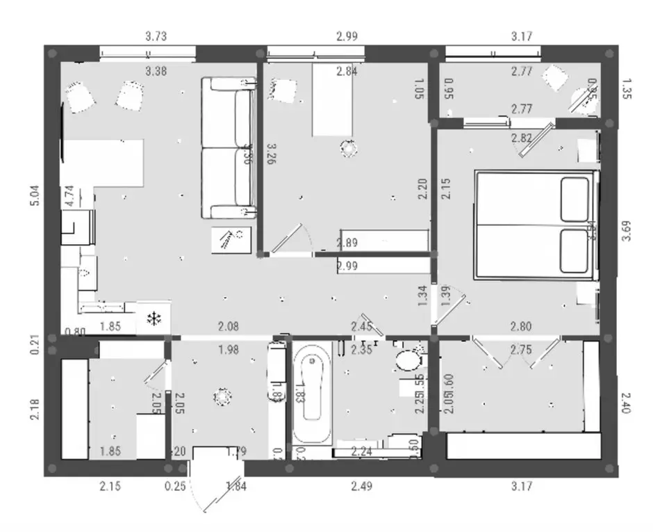 Wêne: Plansazkirina bi şêweyê, apartmanê, projeya hefteyê, Moskow, Yuri Grishko, Hero, 2 odeyên, 60-90 metre - wêne