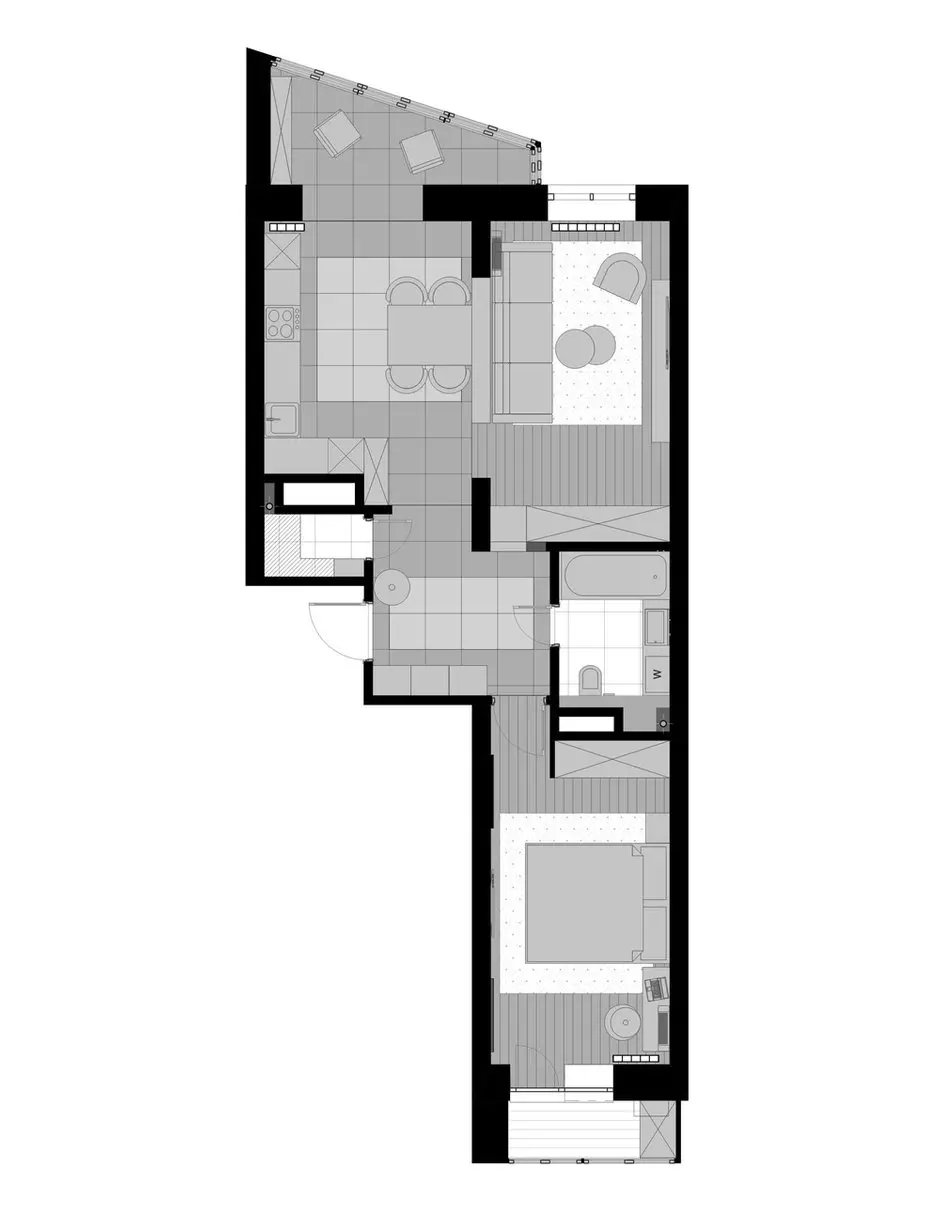 Foto: Planning yn styl, modern, appartemint, projekt fan 'e wike, novosibirsk, 2 keamers, 60-90 Meter, Kutenkovs Project, Irina Kutnova - Foto