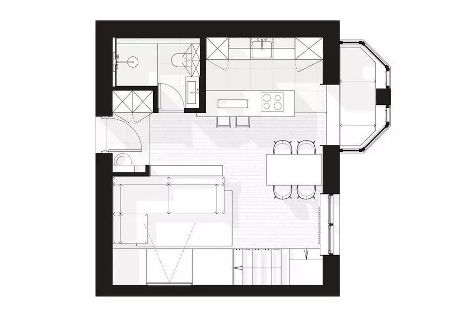 Mufananidzo: Kuronga Muchimiro, Scandinavia, Apartment, Shoma, chirongwa chevhiki, 2 makamuri, makumi matanhatu nemashanu emamita, Fau iwe Brothers - Photo