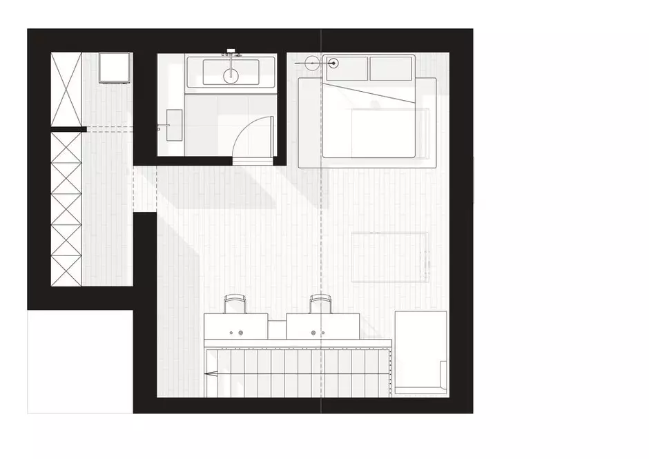 Mufananidzo: Kuronga Muchimiro, Scandinavia, Apartment, Shoma, chirongwa chevhiki, 2 makamuri, makumi matanhatu nemashanu emamita, Fau iwe Brothers - Photo