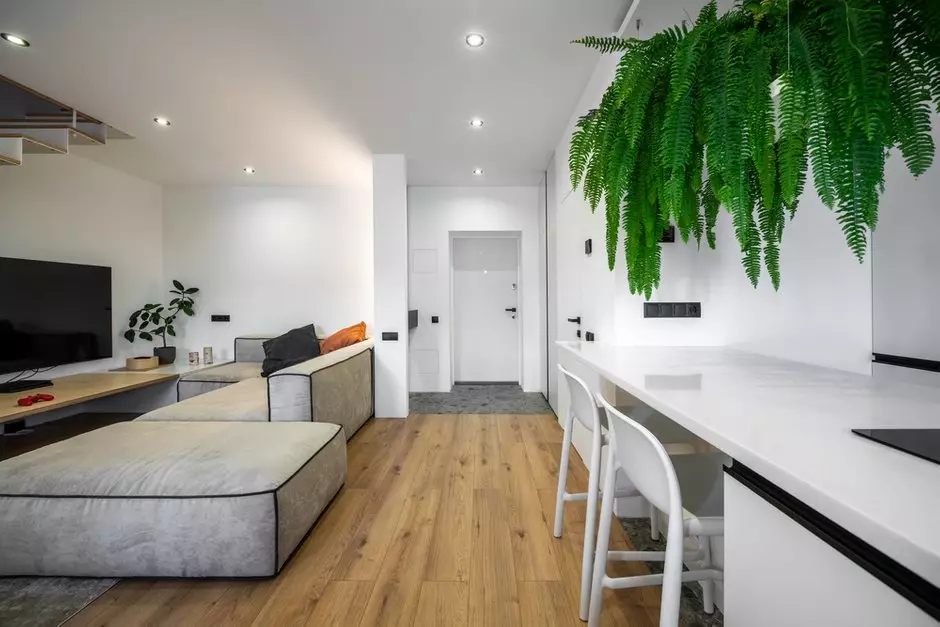 Foto: cuina i menjador a l'estil escandinau, modern, minimalisme, apartament, Ucraïna, projecte de la setmana, 2 habitacions, 60-90 metres, Lauri Brothers - Foto