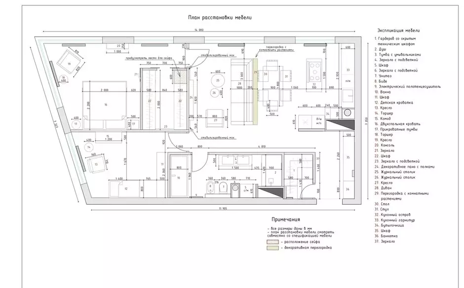 Foto: Planning in stijl, modern, appartement, project van de week, Moskou, 3 kamers, 60-90 meter, meer dan 90 meter, eigen ontwerp - foto