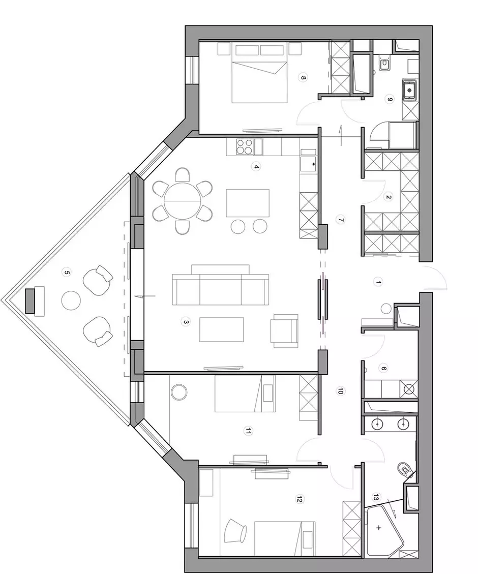 Foto: Planejando em estilo, apartamento, projeto da semana, Moscou, casa monolítica, 4 e mais, mais de 90 metros, Yulia Kishkovich - foto