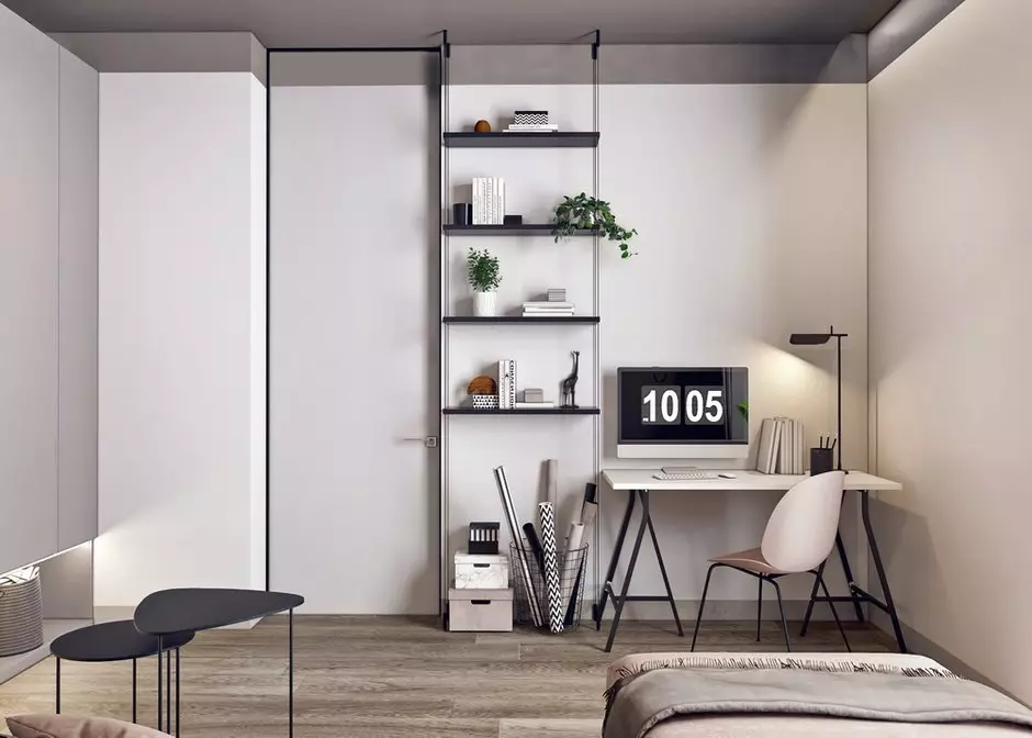 Foto: kabinet yn 'e styl fan minimalisme, Skandinavyske, appartemint, projekt fan' e wike, Moskou, Monolithic House, Quadro Room, 3 keamers, mear dan 90 meter - Foto